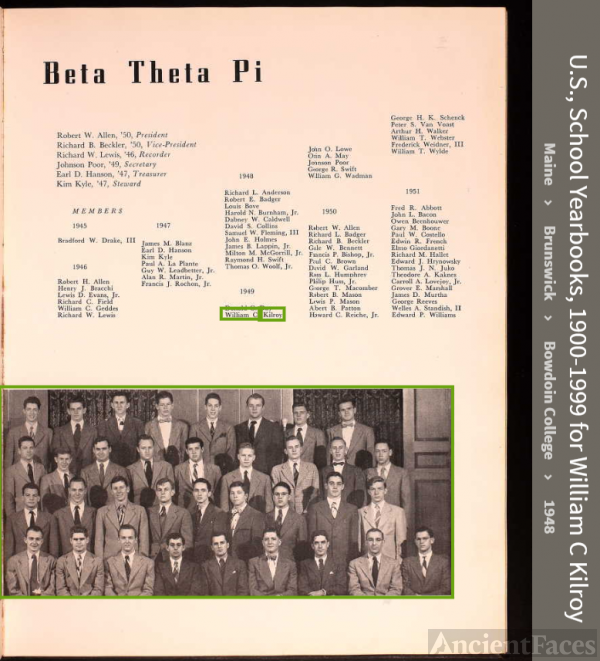 William Carrol Kilroy--U.S., School Yearbooks, 1900-1999(1948) b