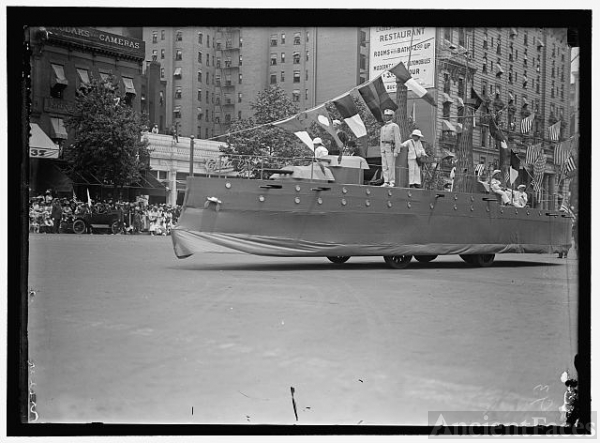 PREPAREDNESS PARADE. FLOAT LIKE BATTLESHIP