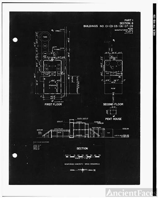 26. Photograph of a line drawing. '[PLAN LAYOUT AND CROSS...