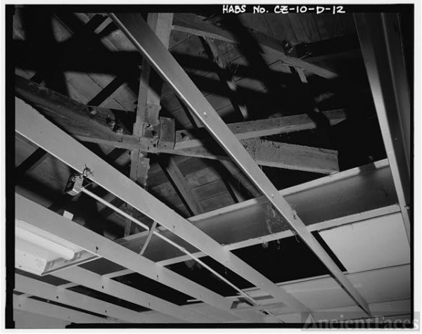 Interior view at top of parachute drying tower showing...