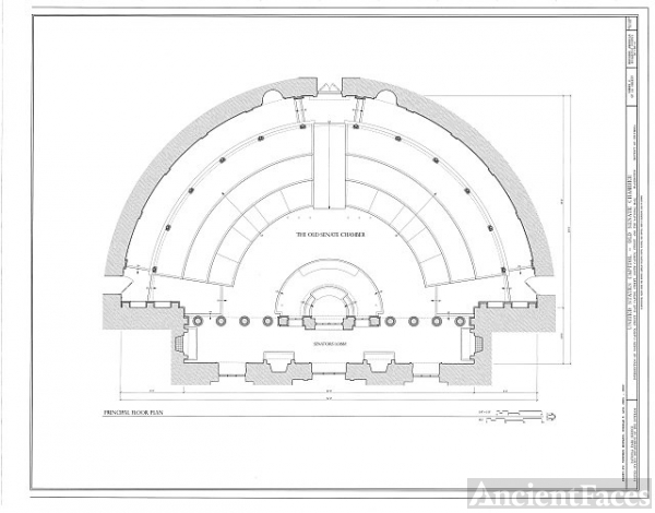 East-West Section/Elevation - U.S. Capitol, Old Senate...