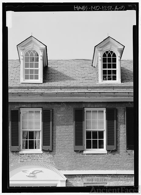 Detail of north elevation, showing second-story windows...