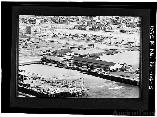 5. AERIAL VIEW OF BOARDWALK END OF PIER, LOOKING...