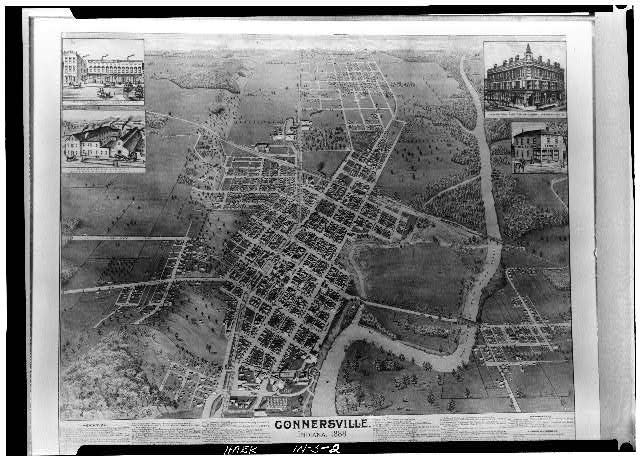2. PHOTOCOPY OF ORIGINAL 1888 MAP OF CONNERSVILLE - P. H....