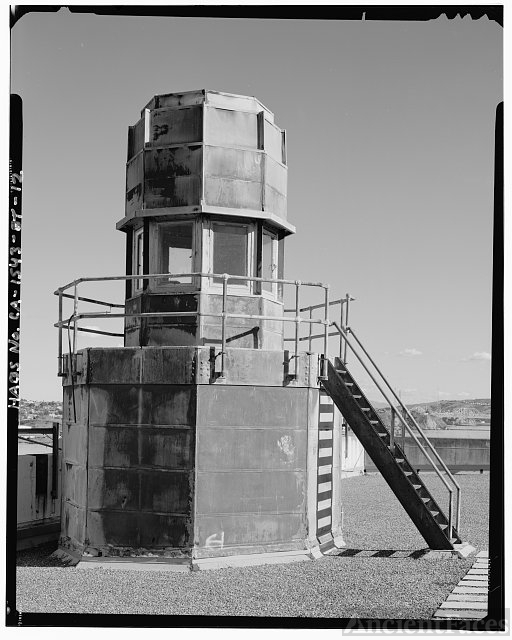 Detail of periscope tower on roof; camera facing...