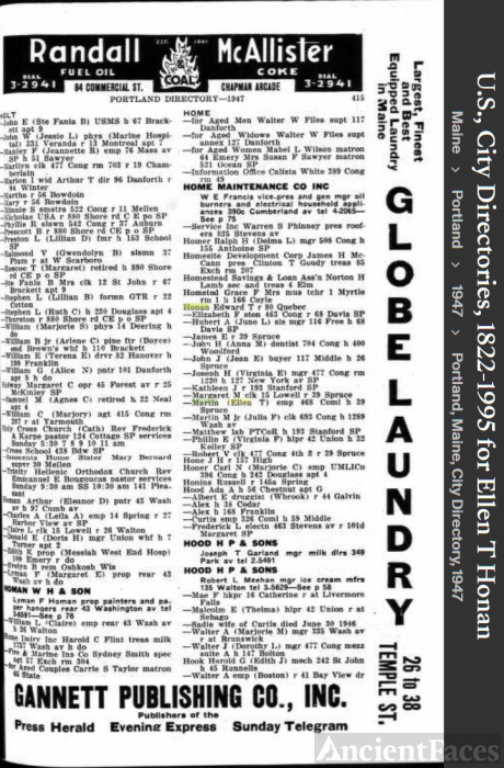 Ellen Theresa (Brogan) Honan --U.S., City Directories, 1822-1995(1947)