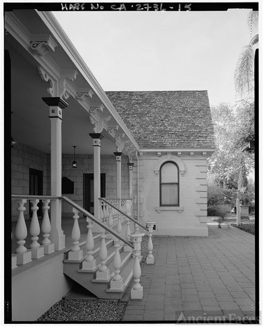 Exterior, North side detail, facing west - Workman House,...