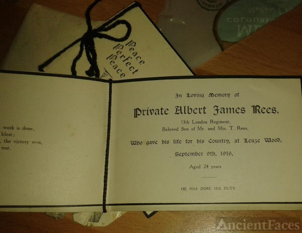 Albert James Rees funeral card