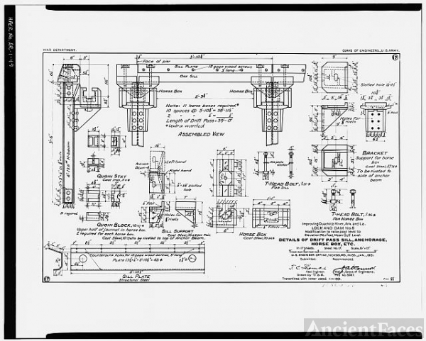 49. DETAILS OF DRIFT PASS SILL, ANCHORAGE, HORSE BOX,...