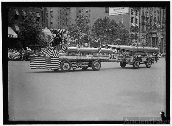 PREPAREDNESS PARADE. FLOAT WITH TORPEDOES