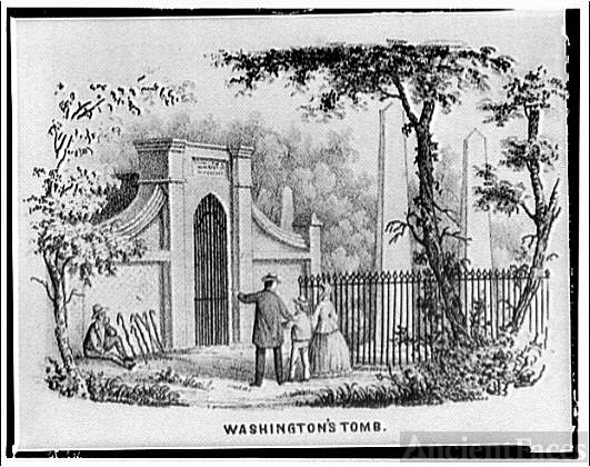 Mount Vernon. Drawing of Washington's tomb at Mount Vernon