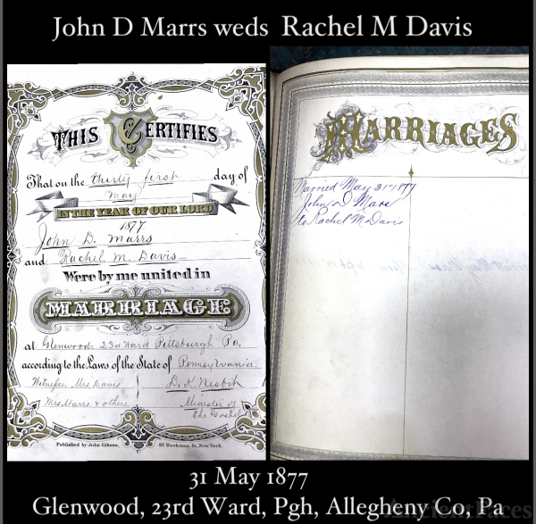 John D. Marrs , weds, Rachel M. Davis