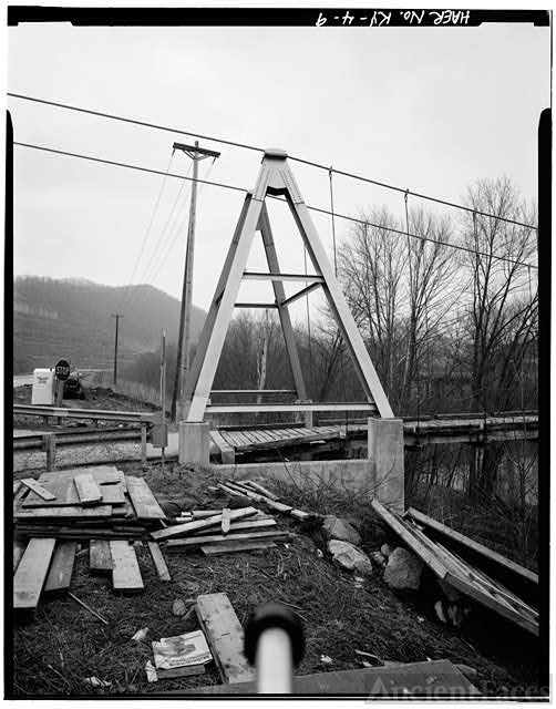9. SIDE VIEW OF WEST TOWER AND ABUTMENT - Boldman Bridge,...