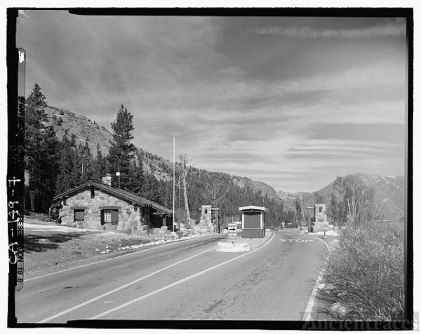 7. TIOGA PASS ENTRANCE STATION AND RANGER CABIN. LOOKING...