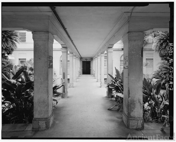 Back entrance way under passageway, facing east. - Gorgas...