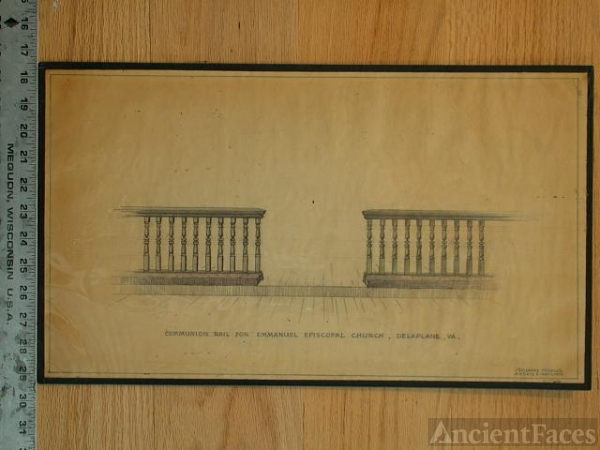[Design drawing for woodwork: Communion rail for Emmanuel...