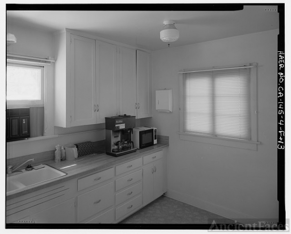 13. INTERIOR OF KITCHEN SHOWING 1950s STYLE BUILT-IN...