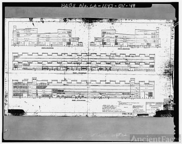 Interior detail of main door and north wall of building...