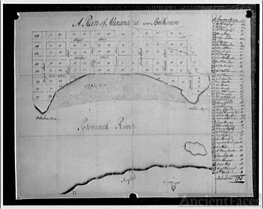 Map of Alexandria, Virginia. Map drawn by George Washington