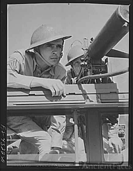 Fort Riley, Kansas. Sergeant commanding a scout car of a...