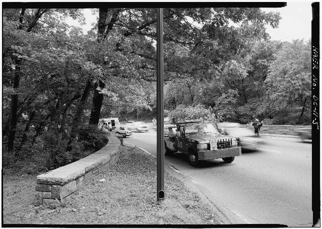 5. DETAIL OF ROADWAY AND SOUTHWEST PARAPET WALL. - Rock...