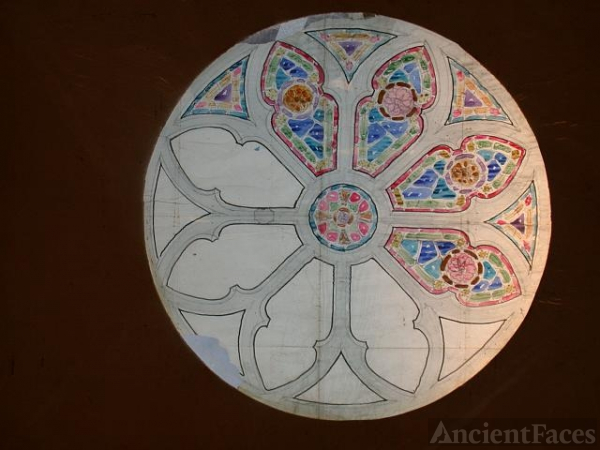 [Design drawing for stained glass Rose window,...