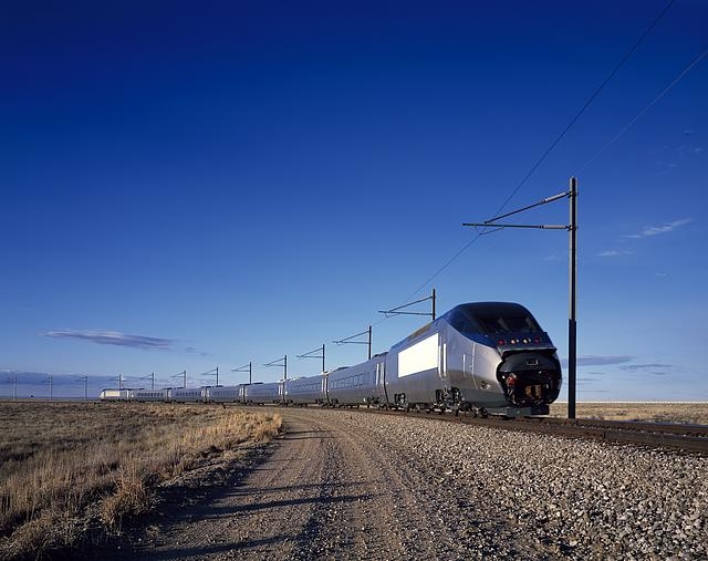 Testing of the Amtrak Acela high-speed train in Pueblo,...