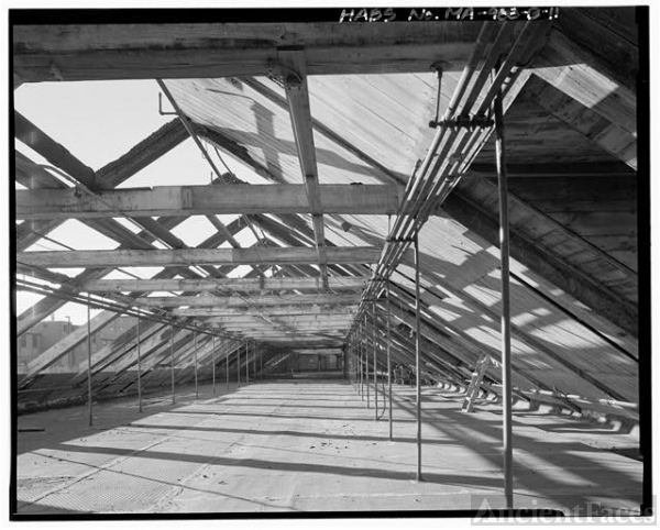 11. Bldg #2, burned attic to W - Lawrence Machine Shop,...