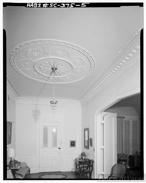 5. FIRST FLOOR HALL, SOUTH WALL, SHOWING PROJECTIONS IN...