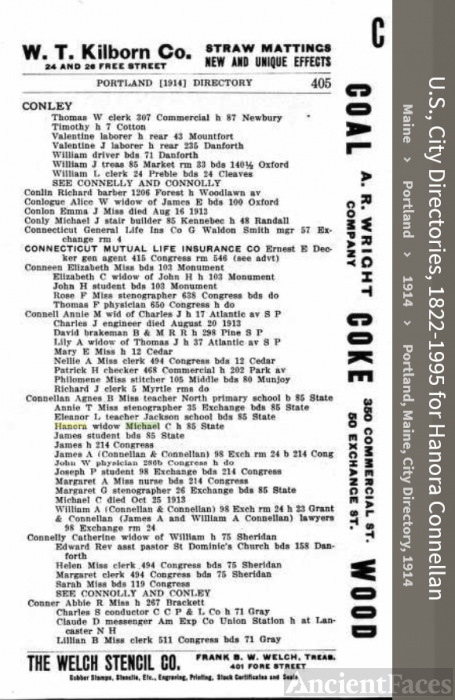 Honora (Hehir) Connellan--U.S., City Directories, 1822-1995(1914)