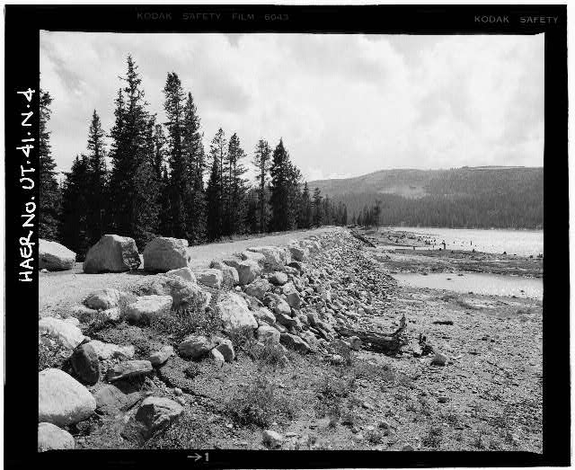 4. VIEW SHOWING CREST AND UPSTREAM FaCE OF DAM, LOOKING...