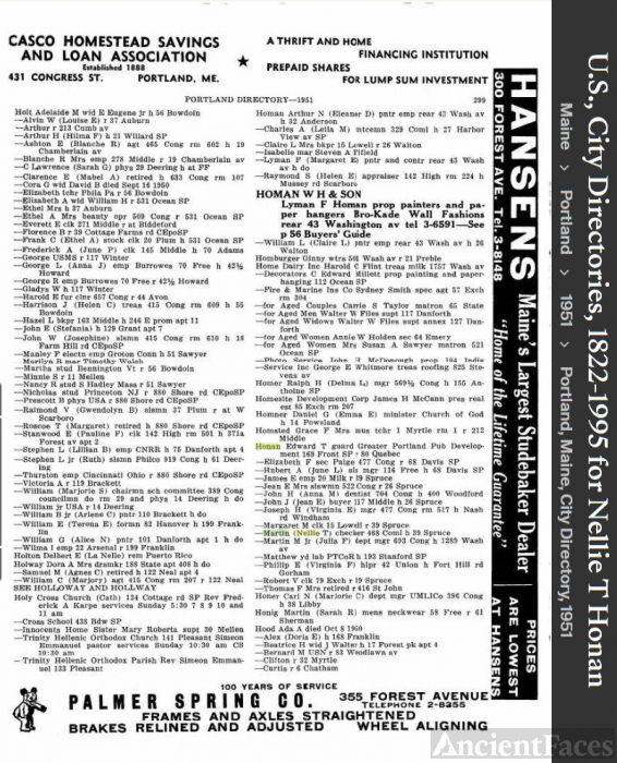 Ellen Theresa (Brogan) Honan --U.S., City Directories, 1822-1995(1951)