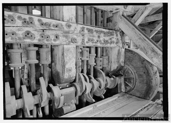 43. DETAIL VIEW OF THE STAMP BATTERIES SHOWING THE...