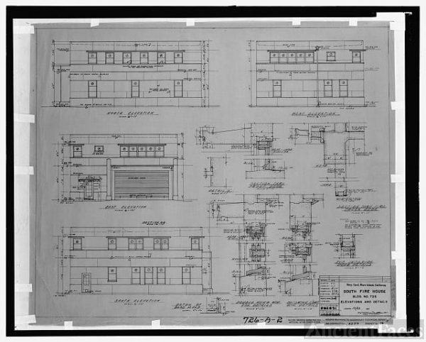 SOUTH FIRE HOUSE, ELEVATIONS AND DETAILS, BUILDING NO....