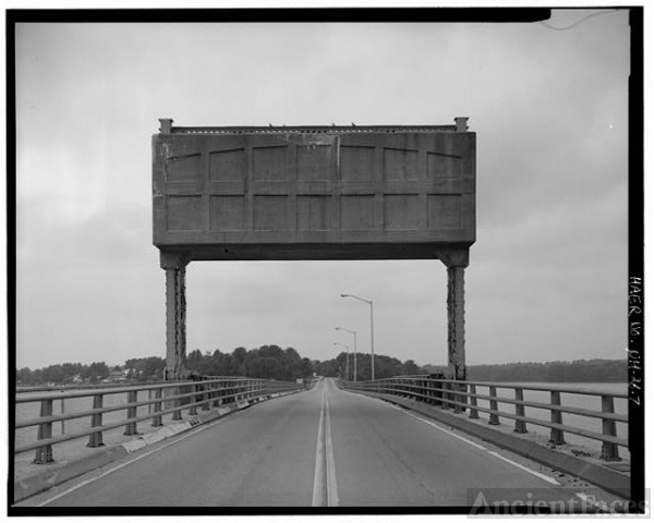 7. East approach, view of concrete counterweight, looking...