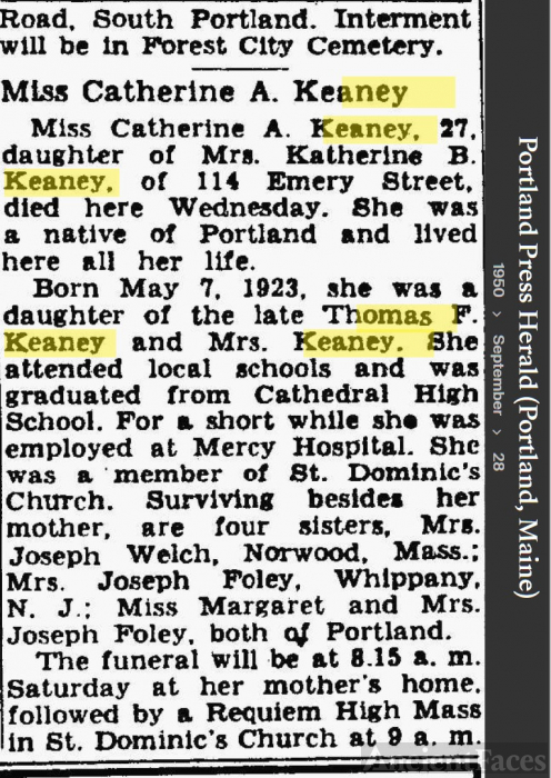 Catherine A. (Keaney) (1923 - 1950) - Portland, ME | 12 Memories, 6 ...