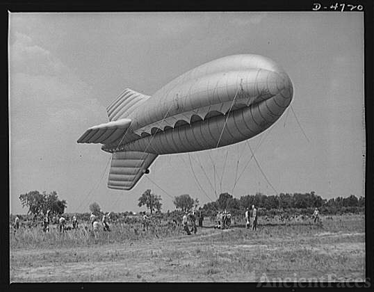Parris Island. Marine Corps barrage balloons. Up she...