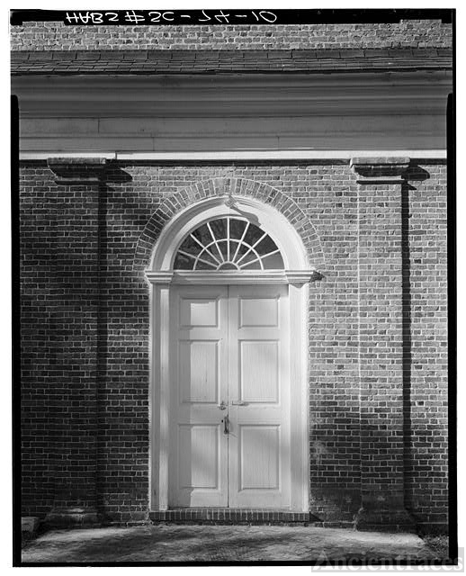 10. MAIN ENTRANCE, WEST (FRONT) ELEVATION. NOTE BRICK...
