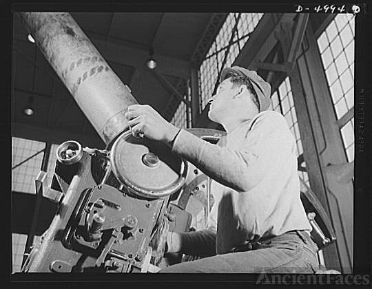 Production. Naval gun mounts. A naval gun mount assembly,...