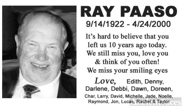 Raymond W Paaso, Minnesota