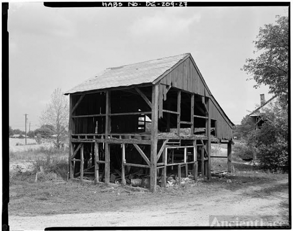 27. BARN DURING DEMOLITION, PERSPECTIVE OF WEST AND SOUTH...