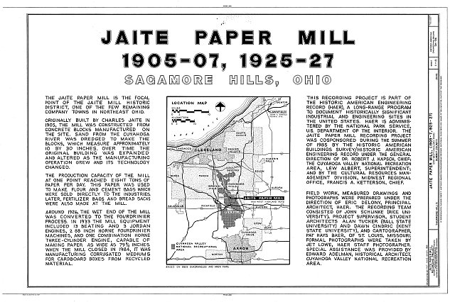 HAER OHIO,77-SAGHI,1- (sheet 1 of 13) - Jaite Paper Mill,...