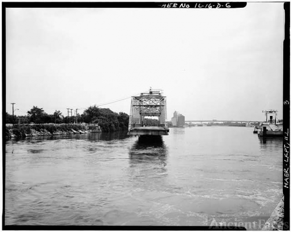 6. 'Barrel shot' of bridge in operation - Lockport...