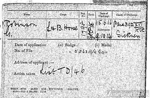 WW1 medical discharge