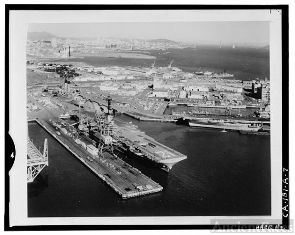 7. Aerial view of Hunters Point Naval Shipyard looking to...