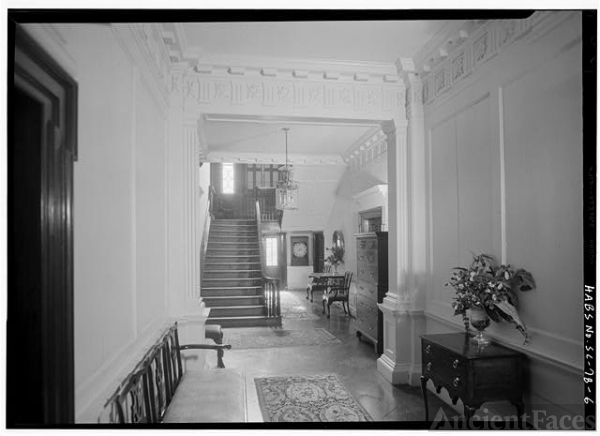 6. INTERIOR, FIRST FLOOR, ENTRY AND HALLWAY LOOKING WEST...