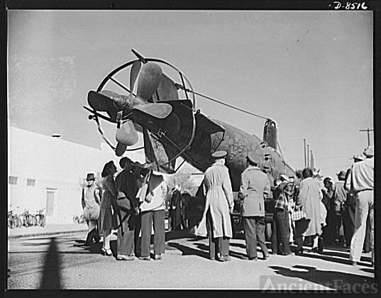 Captured Japanese submarine. A Japanese vest-pocket sub,...