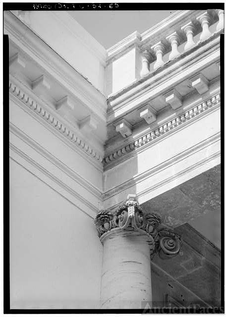 50. DETAIL SHOWING AREA WHERE PORTICO JOINS HOUSE - White...