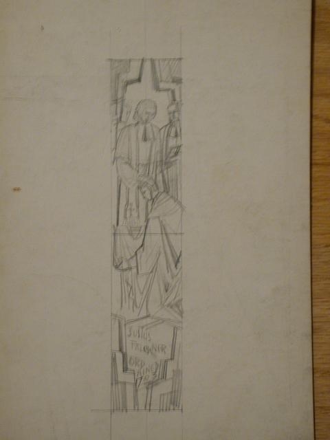 [design Drawing For Stained Glass Window Showing Justus