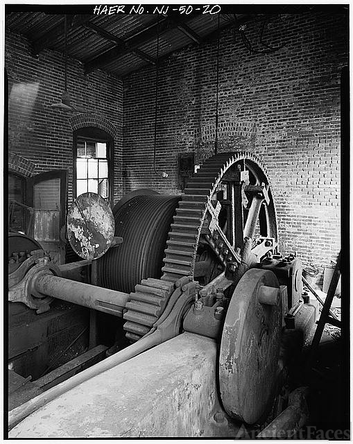 20. VIEW OF ENGINE HOUSE INTERIOR, SHOWING CABLE...